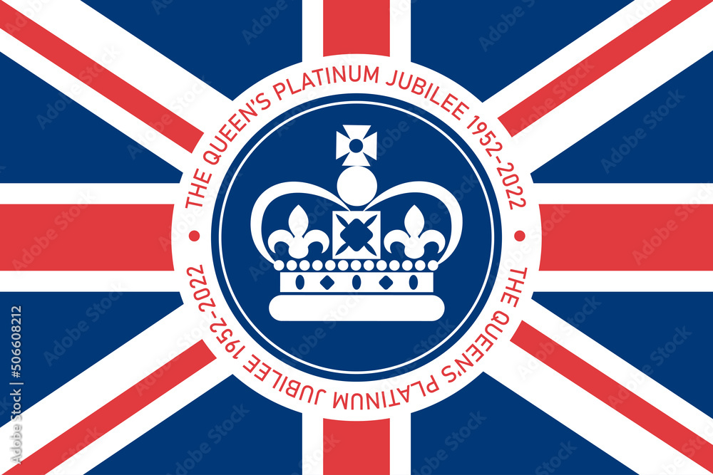 The Queen's Platinum Jubilee celebration sign crown in circle with ...