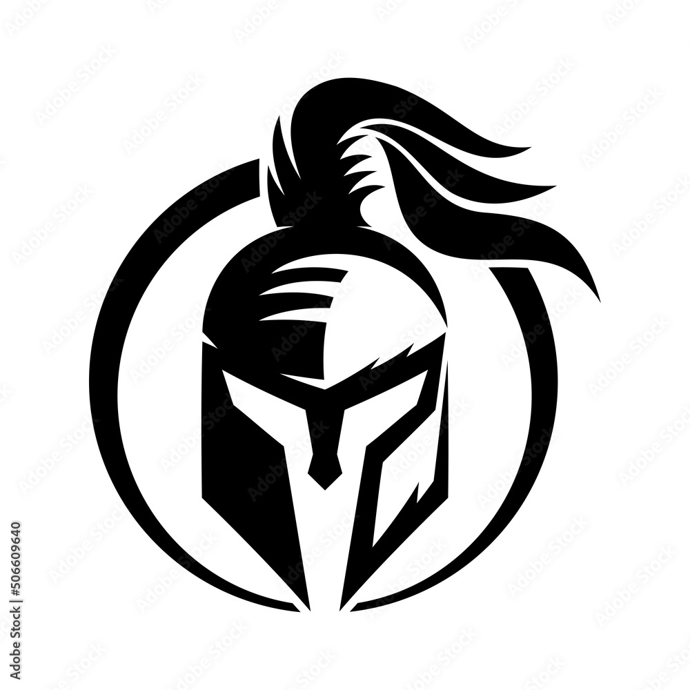 Round icon spartan helmet on white background. Stock Vector | Adobe Stock