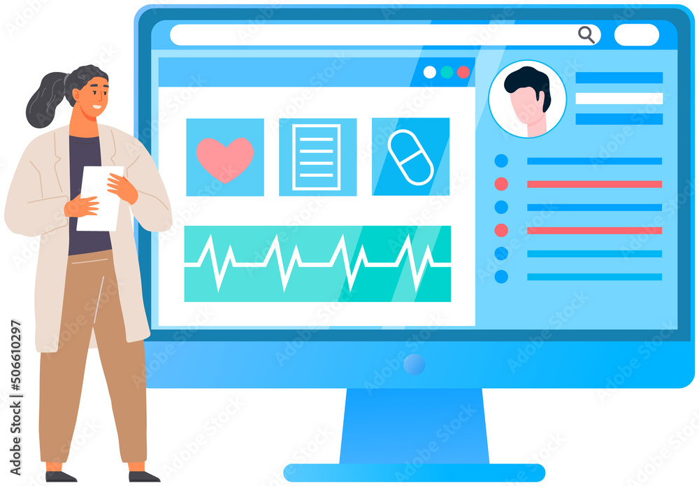 Doctor professional person working with computer. Result of medical ...