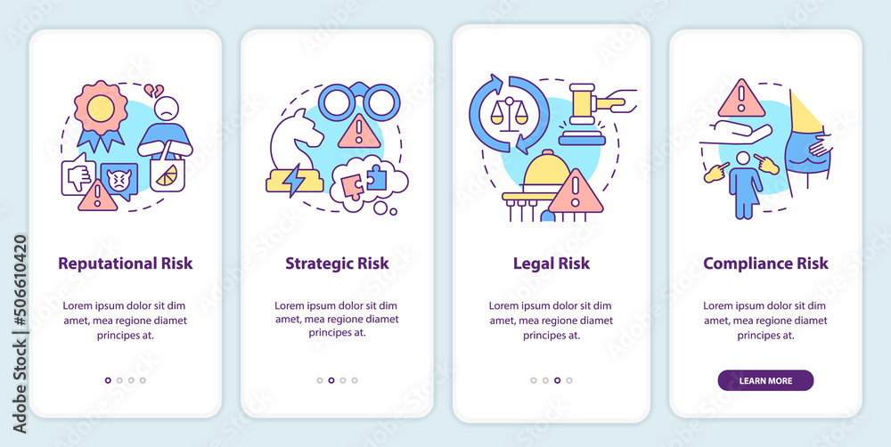 Risk categorizations onboarding mobile app screen. Potential issues ...