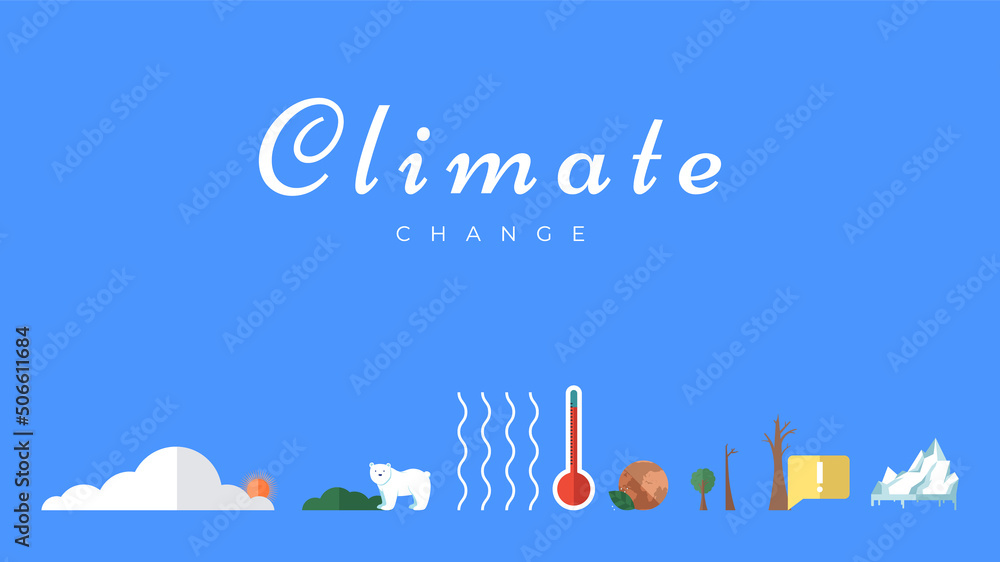 Climate change vector banner template. North Pole, melting glaciers ...