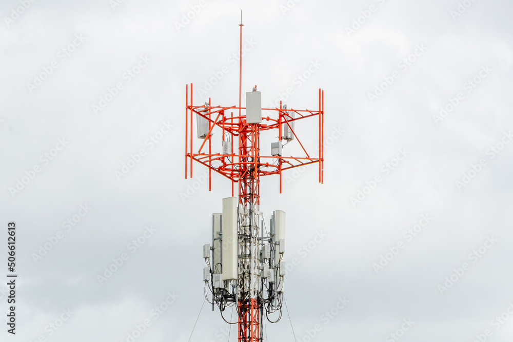 Telecommunication tower of 5G and 5G cellular. Macro Base Station. 6G ...