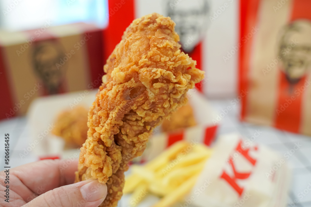 Ayutthaya,Thailand:Apr 06,2022: KFC Hamburger and Fried Chicken set at ...