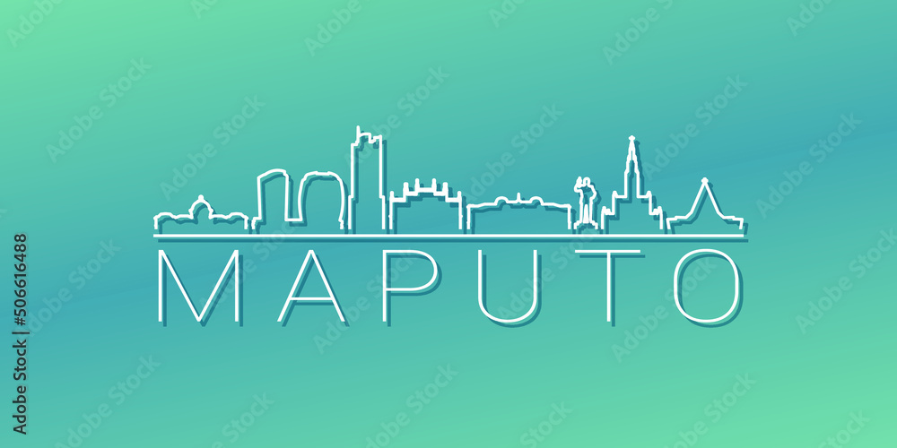 Maputo, Mozambique Skyline Linear Design. Flat City Illustration ...