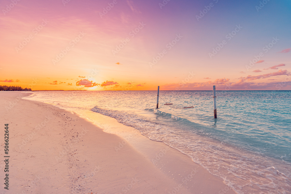 Tropical sunset beach and sky background as exotic summer landscape ...