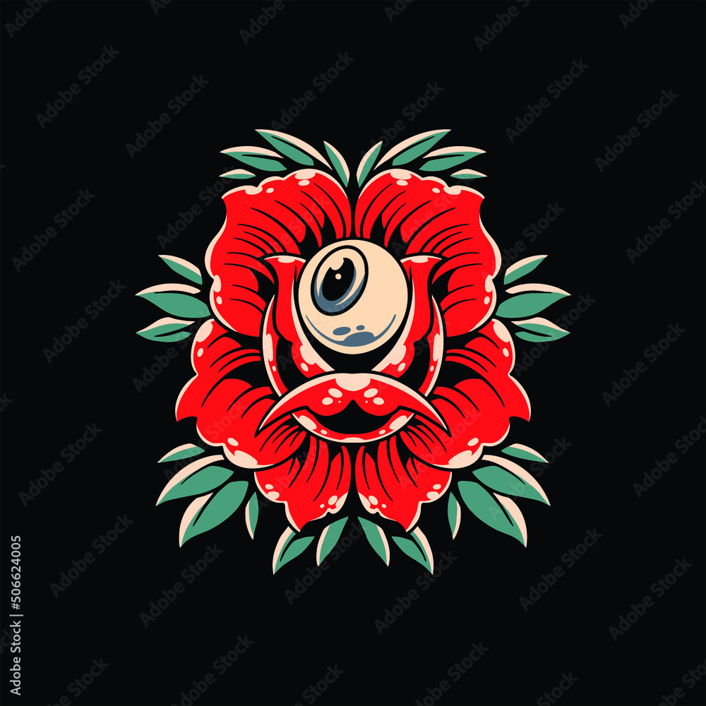eye rose tattoo vector design Stock Vector | Adobe Stock