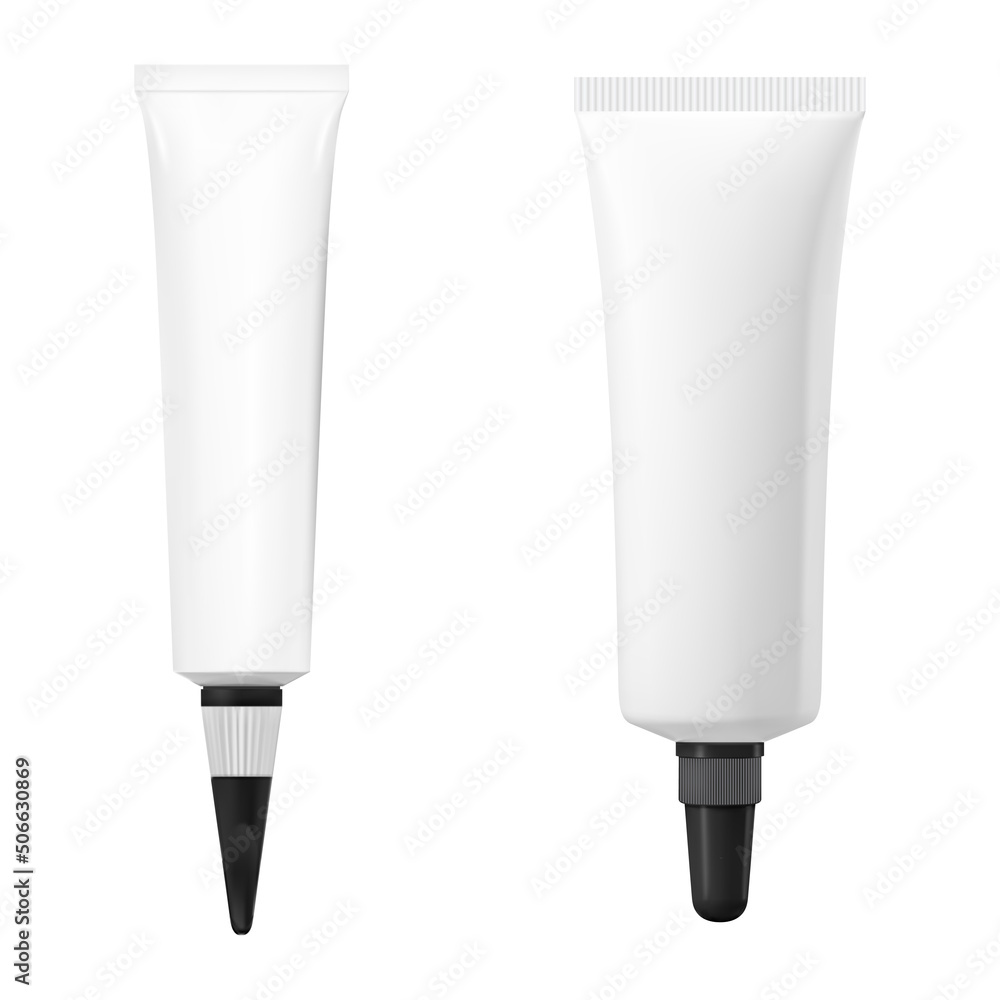 Ointment tube. Superglue container mockup, isolated packaging. Eye gel ...