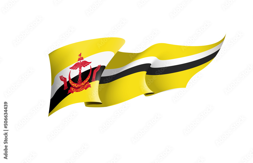 Brunei flag state symbol isolated on background national banner ...