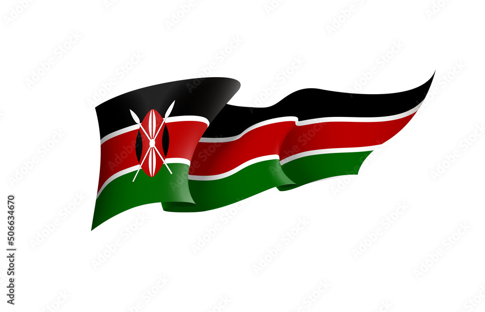 Kenya flag state symbol isolated on background national banner ...