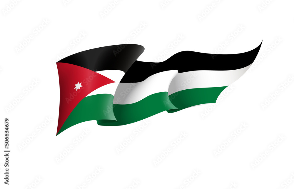 Jordan flag state symbol isolated on background national banner ...
