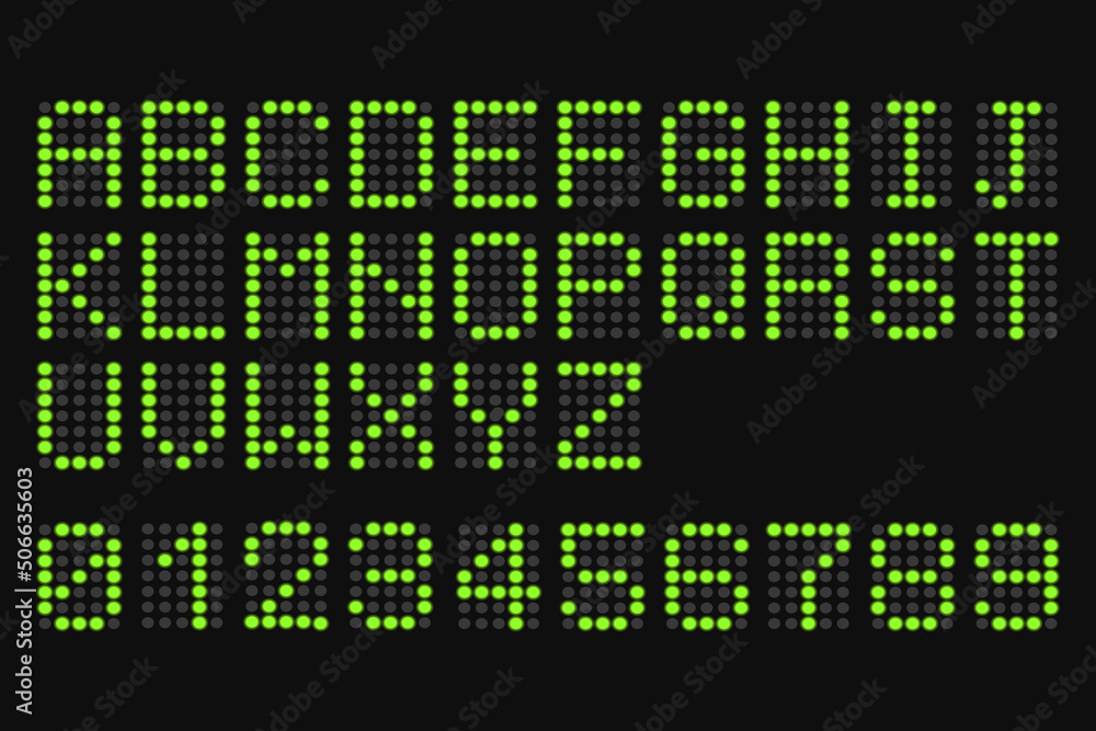Led digital font set. Digital scoreboard alphabet Stock Illustration ...