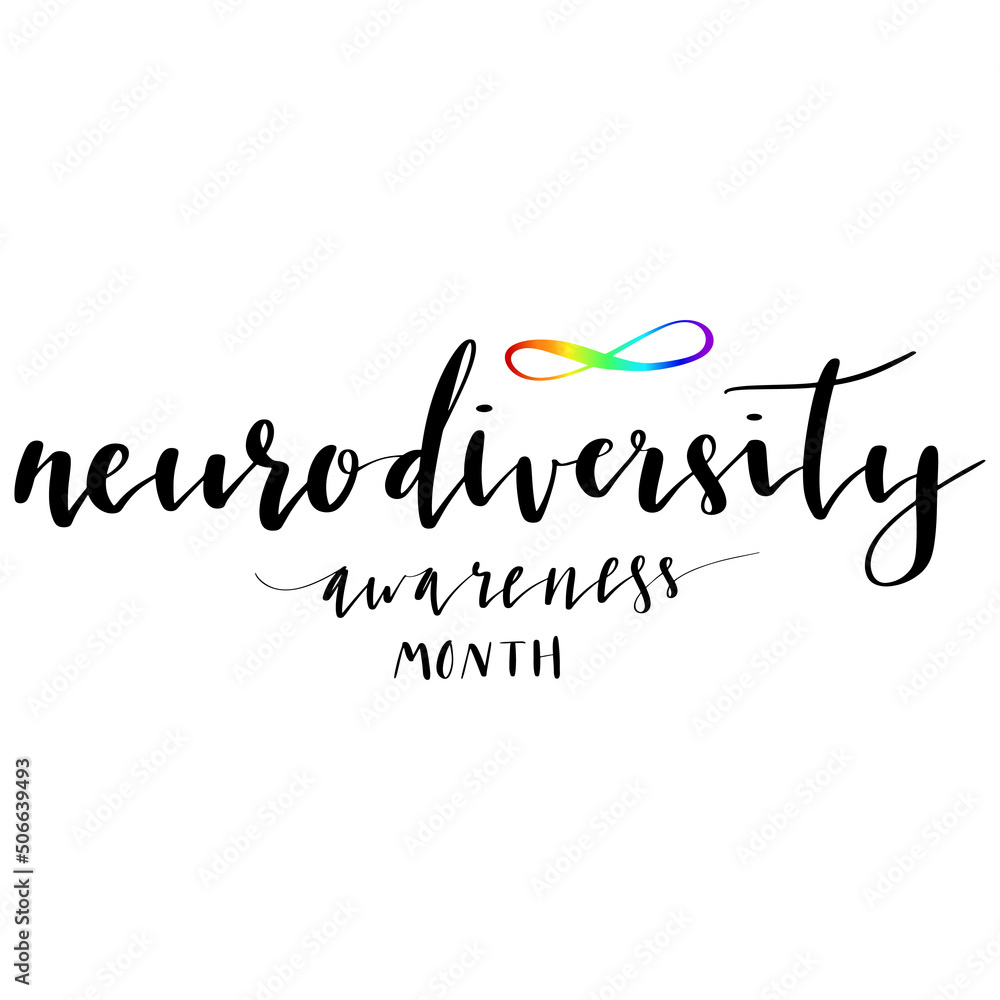 Neurodiversity awareness month hand lettering vector illustration Stock ...