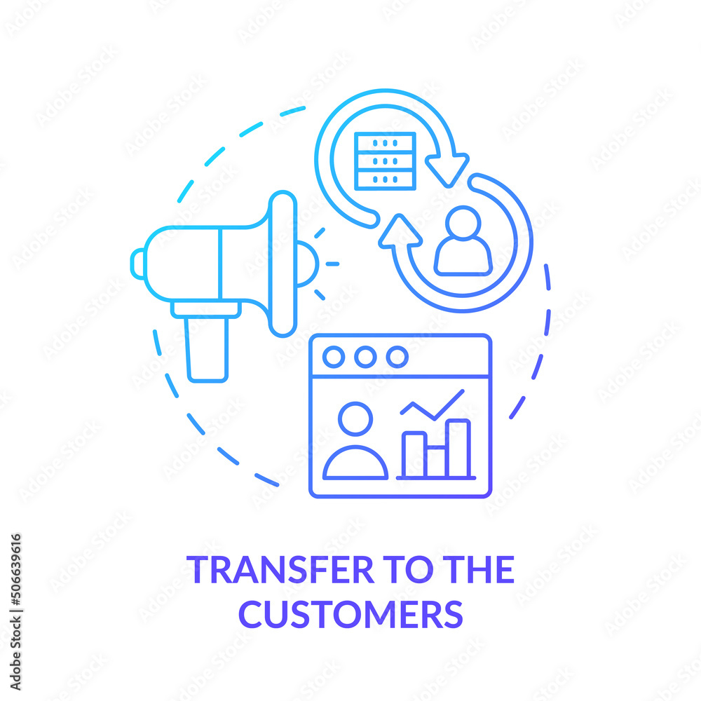 Transfer to customers blue gradient concept icon. Marketing channel abstract idea thin line ...