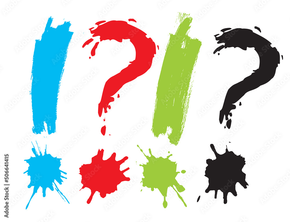 Question mark and exclamation mark, handwritten. Expressive ...