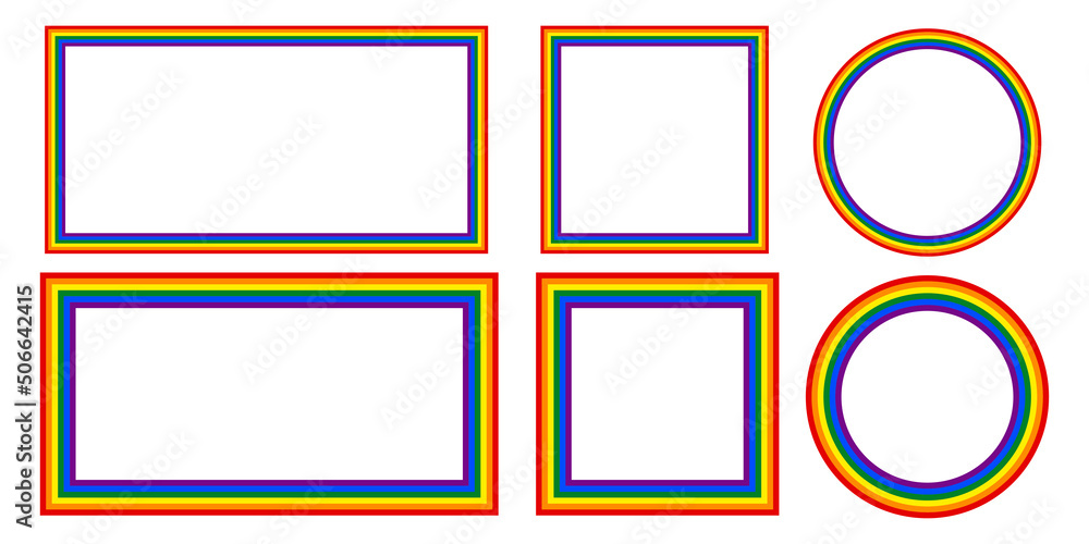 Flag LGBT icons, round and squared frames. Template border, vector ...