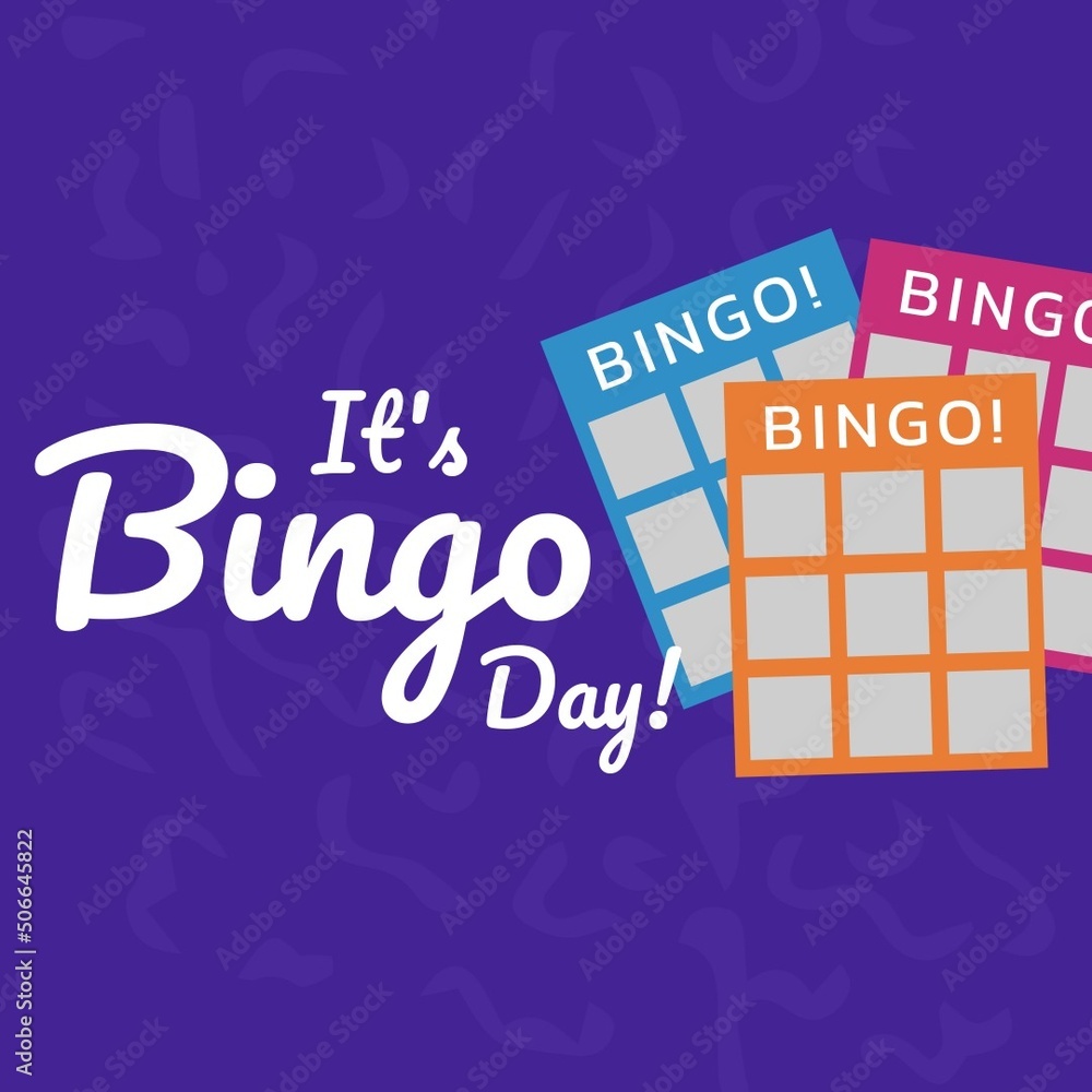 Illustrative image of bingo cards with it's bingo day text against ...