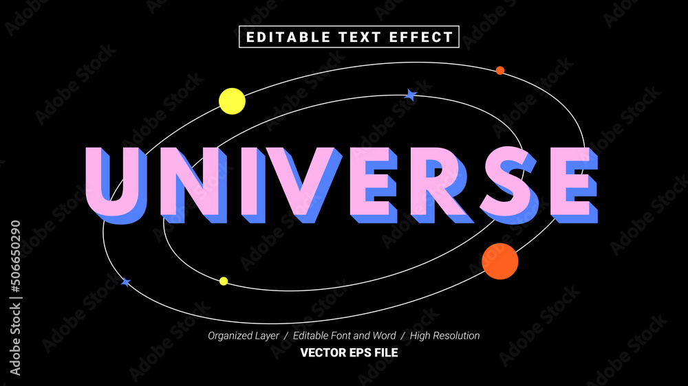 Editable Universe Font Typography Template Text Effect Style Lettering ...