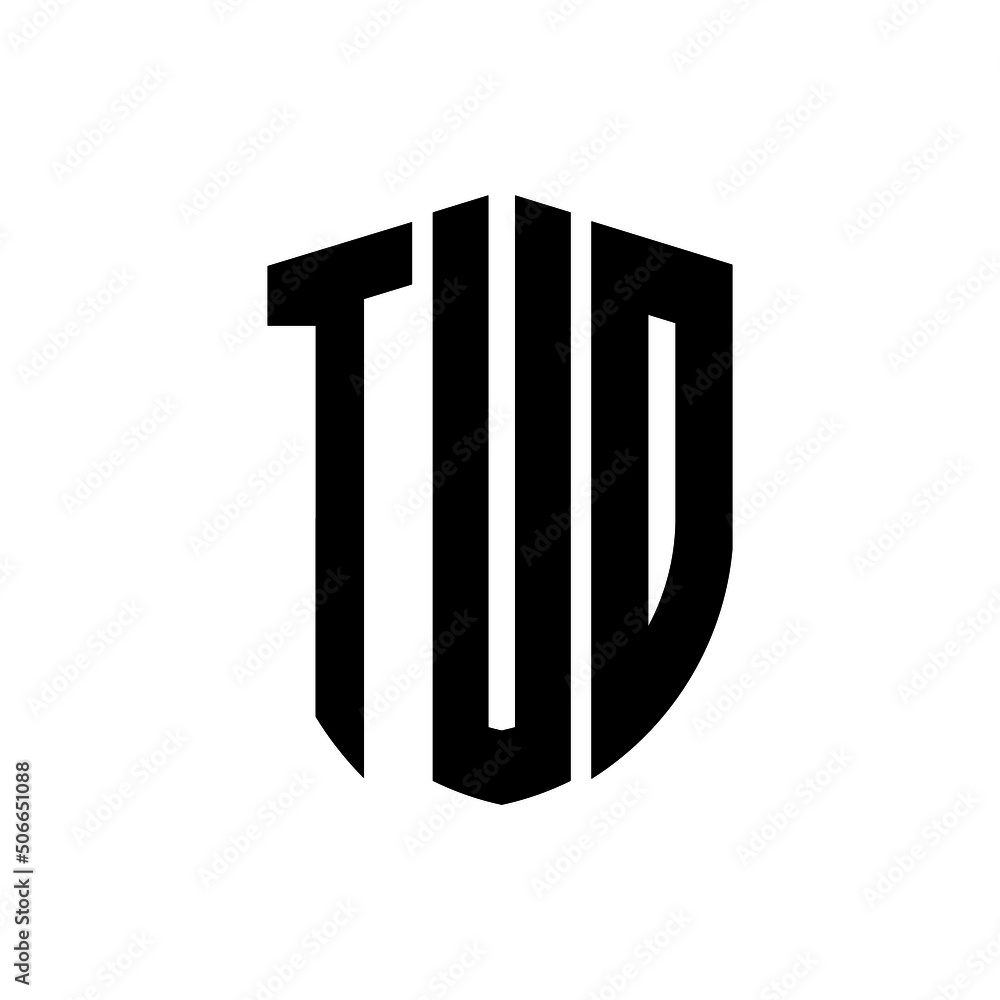 TUD letter logo design. TUD modern letter logo with black background ...