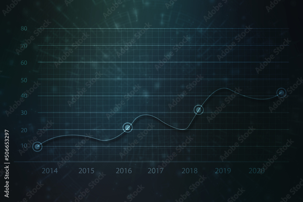 Business Growth graph on technology background, Futuristic raise arrow ...