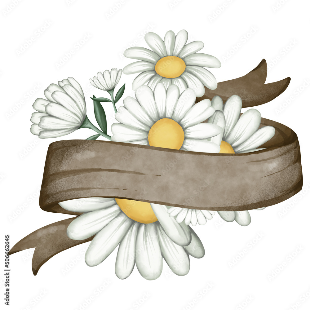 Daisy watercolor, daisy flower watercolor, floral banner Stock ...