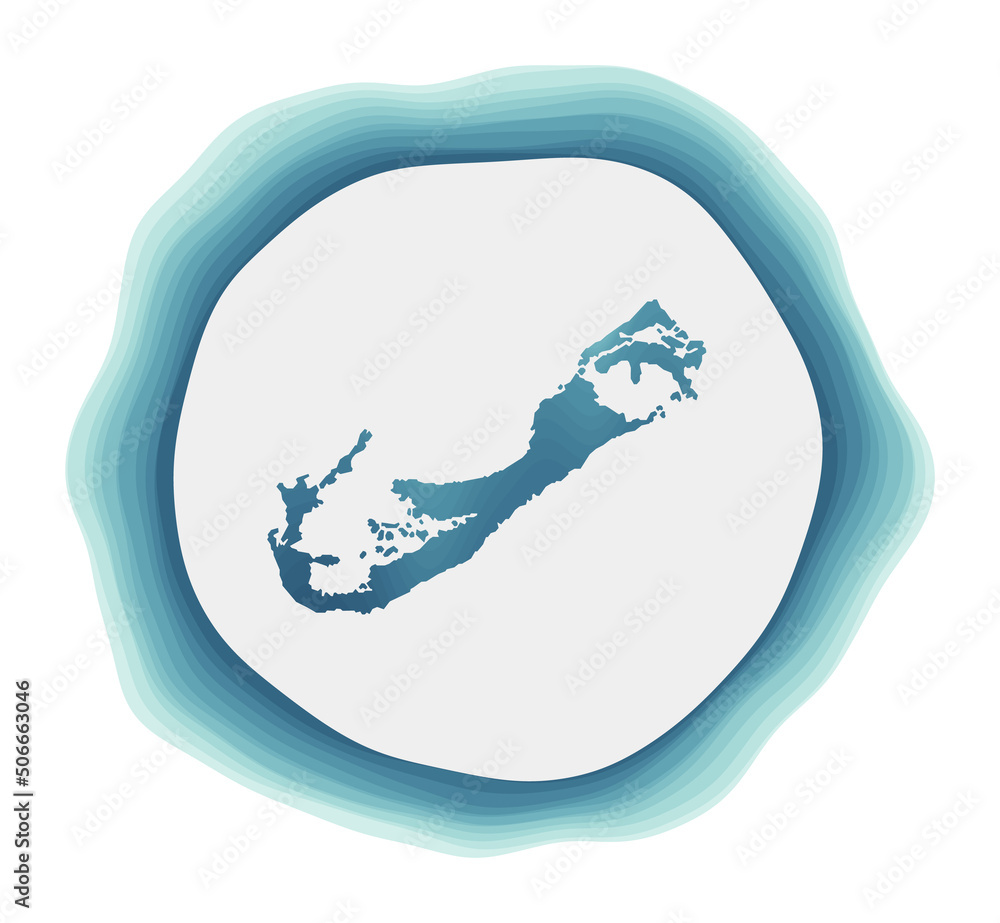 Bermuda logo. Badge of the island. Layered circular sign around Bermuda ...