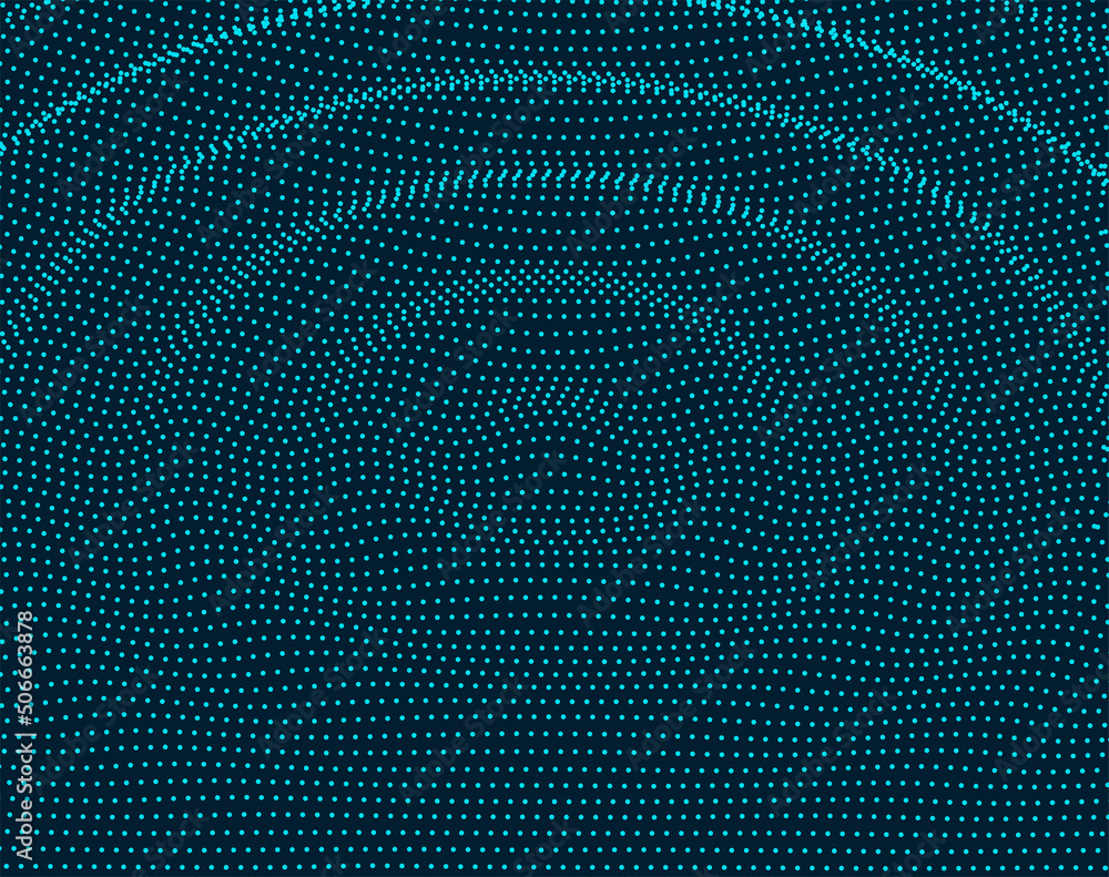 Vector ripple effect. 3D waves formed by dots. Minimal background ...