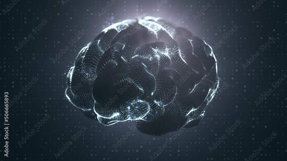Digital animation numbers in brain shape. Digital brain animation ...