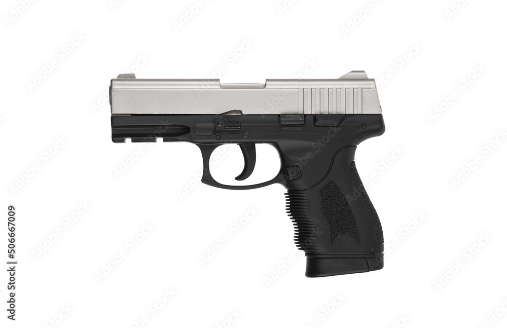 Modern semi-automatic pistol isolate on a white background. Armament ...