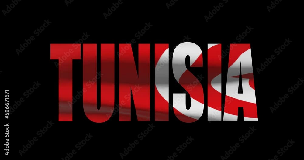 Tunisia country name on transparent background. Word animation with ...