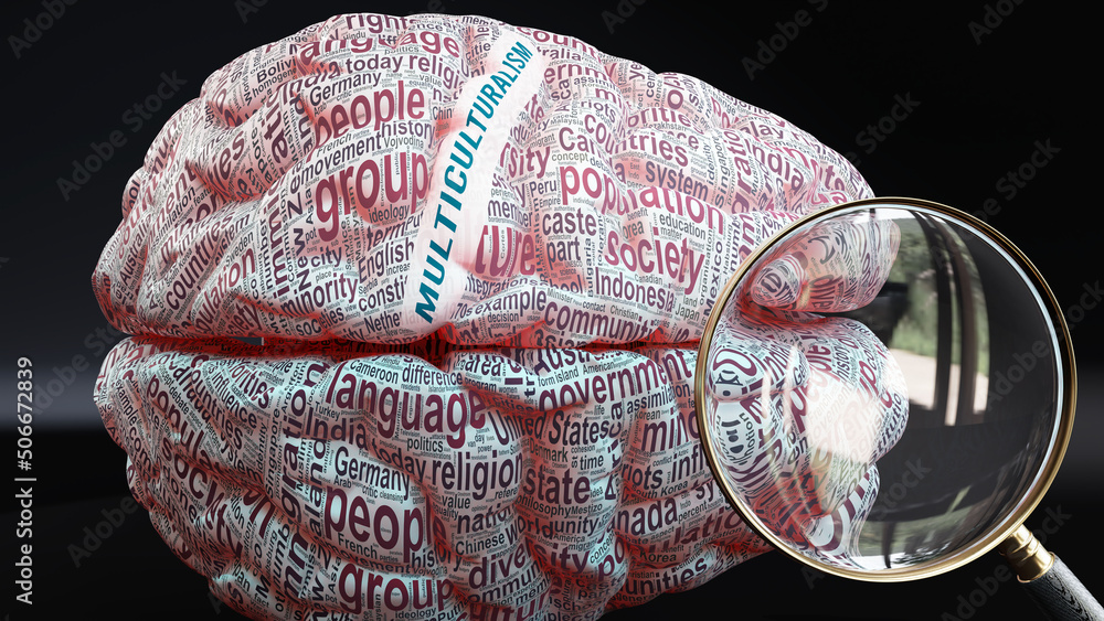 Multiculturalism in human brain, a concept showing hundreds of crucial ...