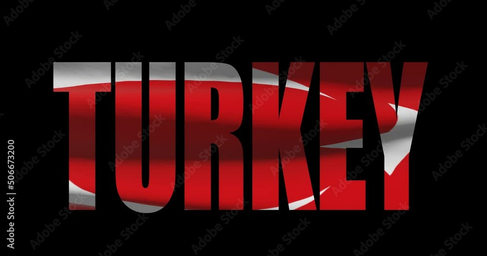 Turkey country name on transparent background. Word animation with ...