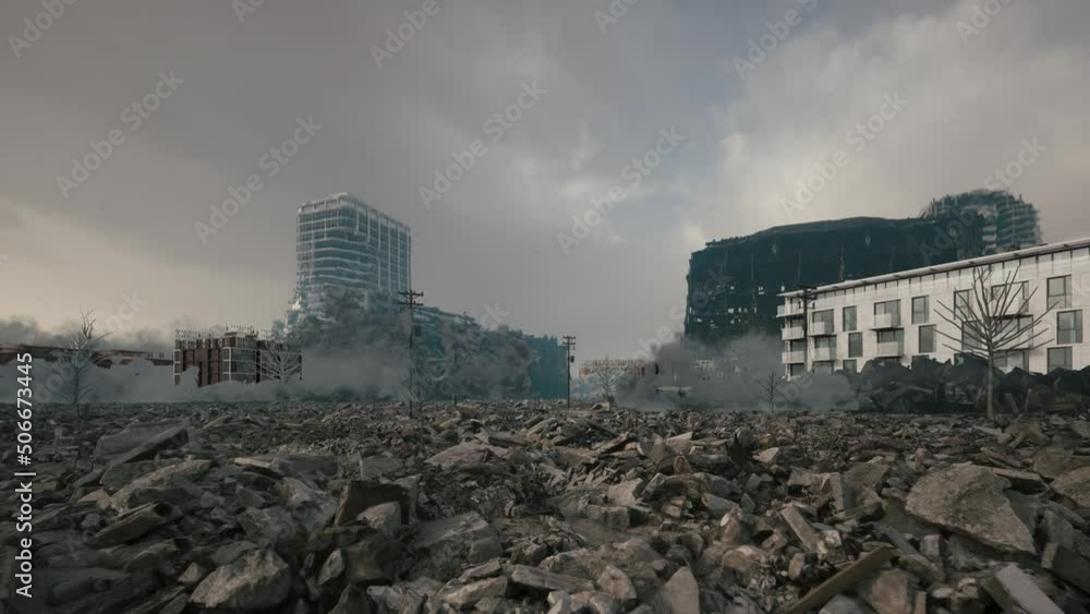 Vidéo Stock Rebuilding the city after the war. Destroyed residential ...