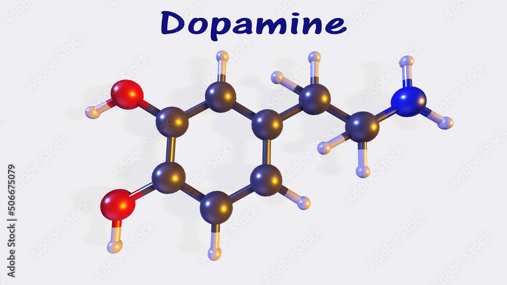 Dopamine chemical formula. Dopamine chemical molecular structure. 3D ...