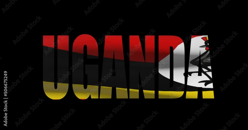 Uganda country name on transparent background. Word animation with ...