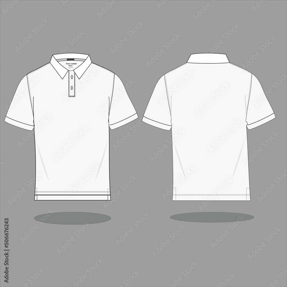 Polo Shirt flat sketch template. Men’s Polo Shirt Technical Fashion ...