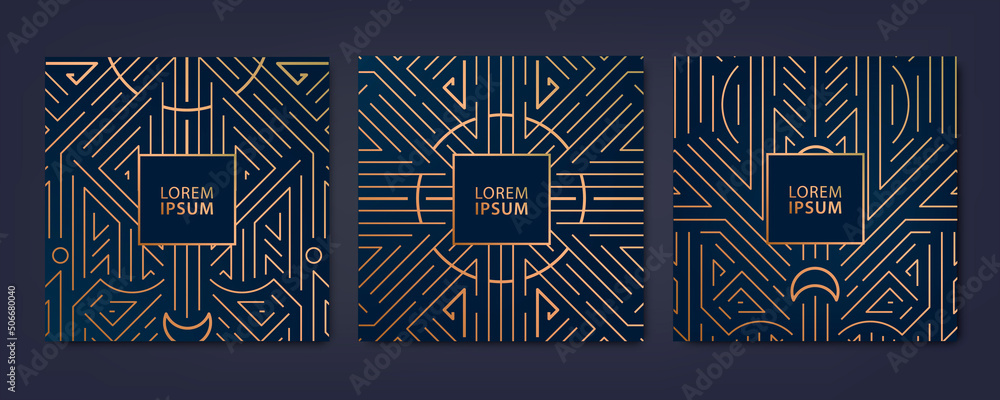 Photo & Art Print Vector set of luxury cover templates, square line art ...