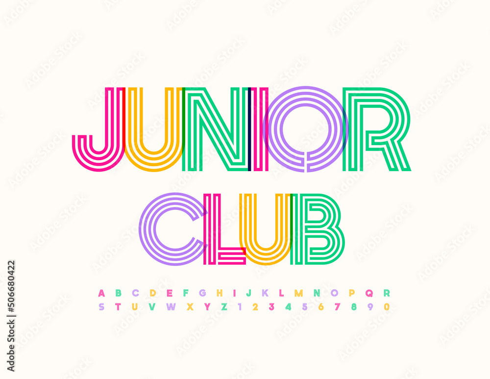 Vector creative logo Junior club. Modern Colorful Font for Kids ...