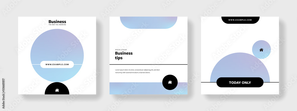 Elegant social media layouts with soft gradient accent, minimal ...