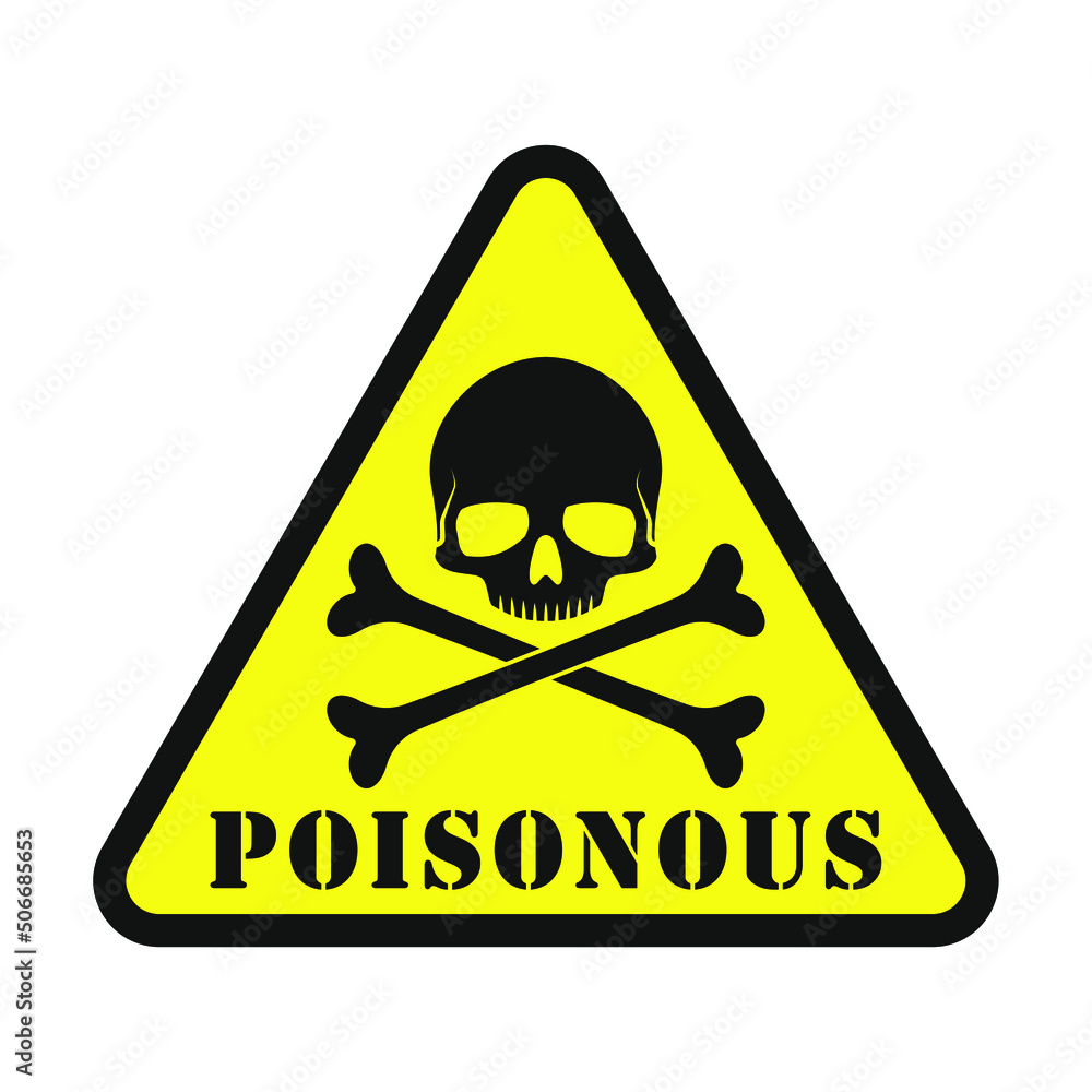 Skull and crossbones warning triangle sign. Vector illustration. Poison ...