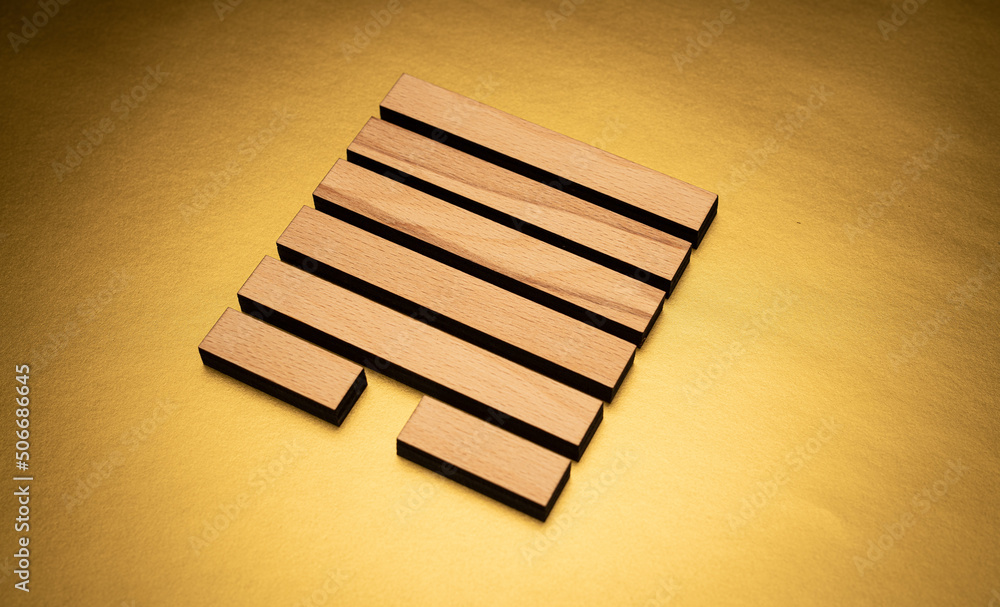 Gene Key 44 hexagram I ching wood on golden background Stock Photo ...