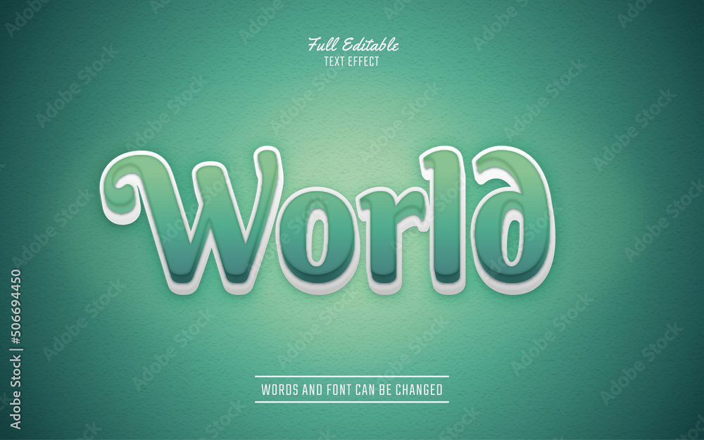 Editable World 3d Text Effect with Beauty Texture Background Style ...