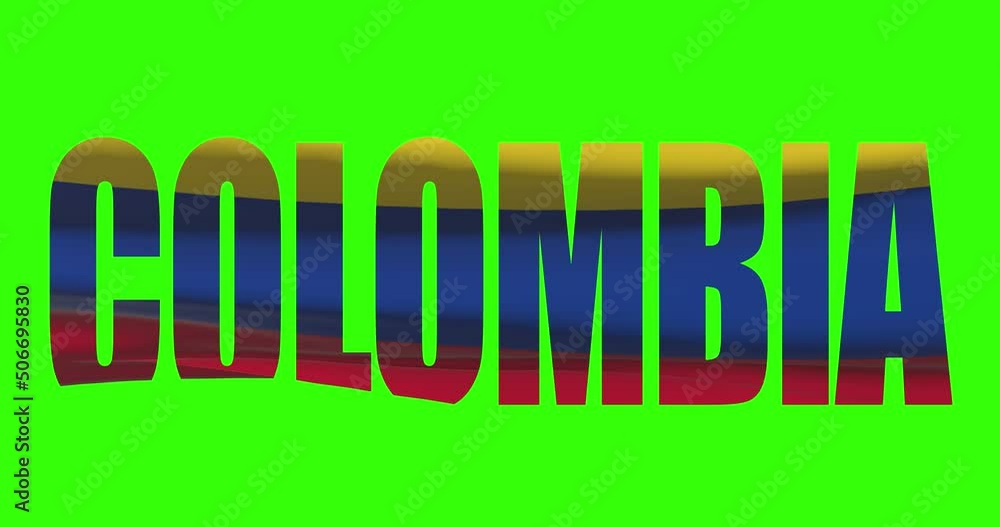 Colombia country lettering word text with flag waving animation on ...
