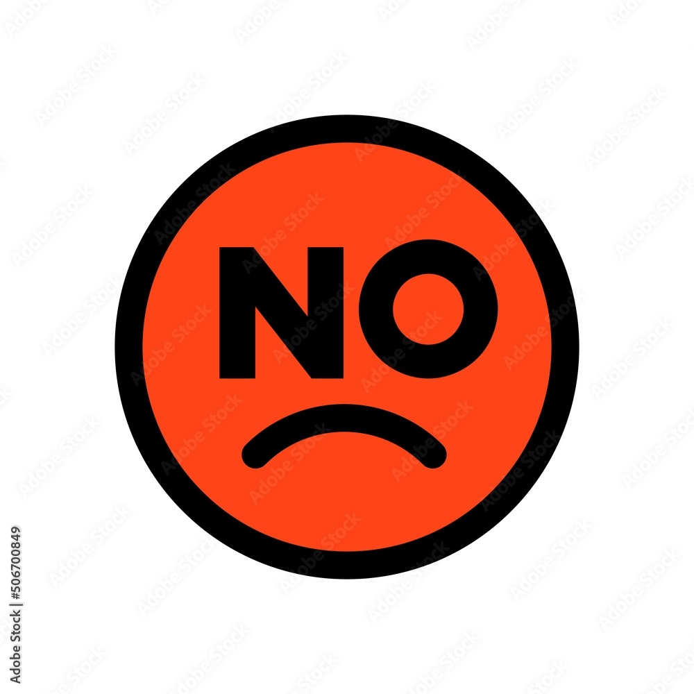 Sad face No emoticon simple design, sad face with NO letter sticker ...