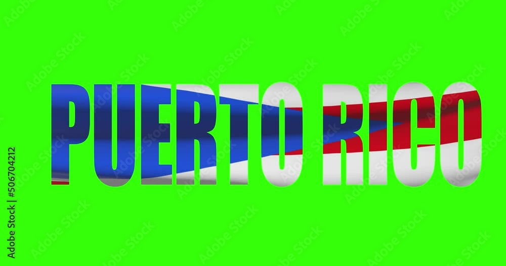 Puerto Rico country lettering word text with flag waving animation on ...
