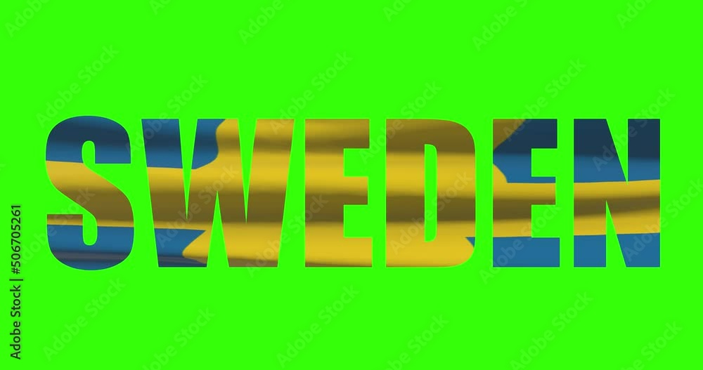 Vidéo Stock Sweden country lettering word text with flag waving ...