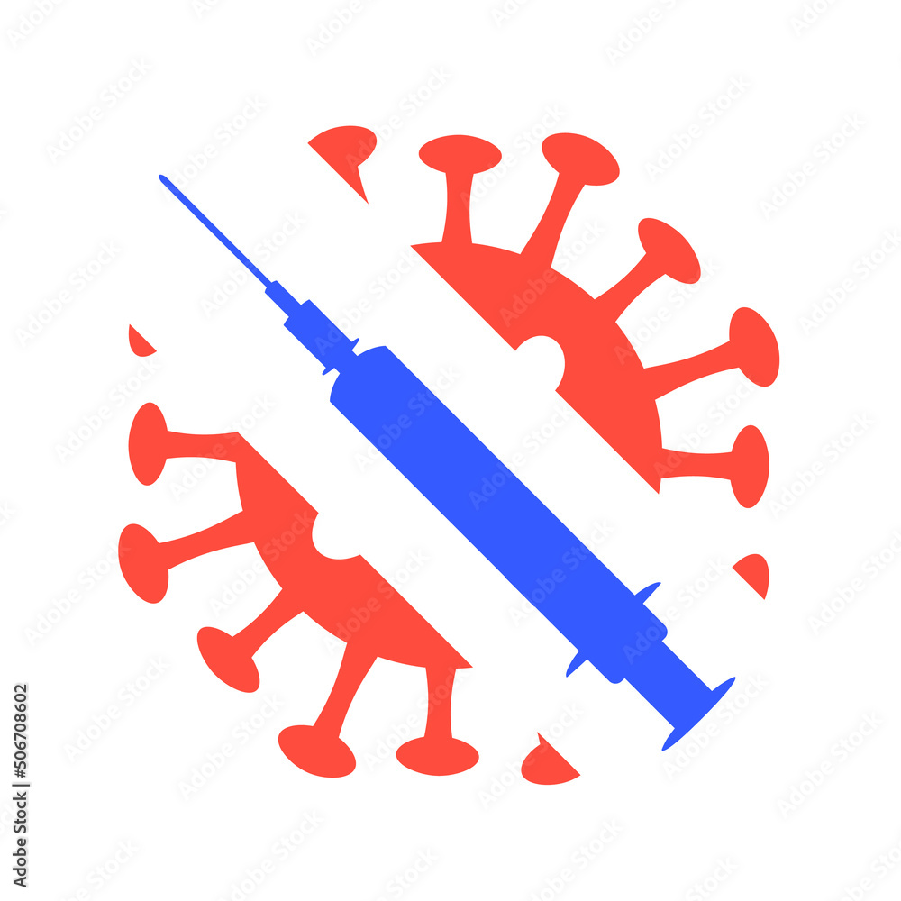 Monkeypox vaccine logo on transparent background. Flat red and blue ...