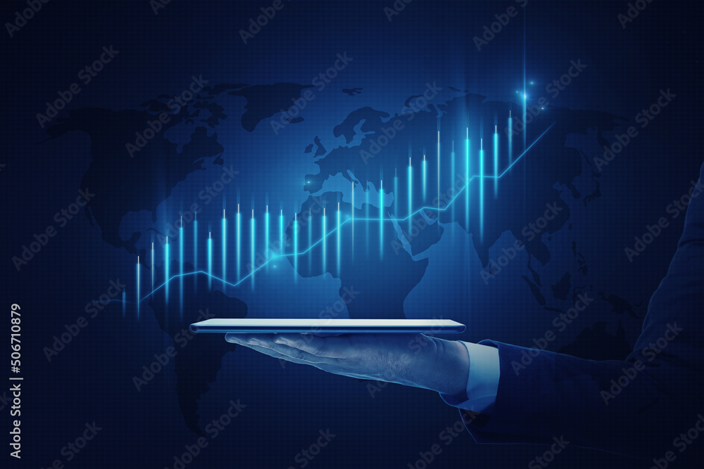 Global investing and stock market growth concept with digital financial ...