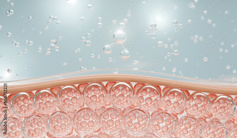 Illustrazione Stock 3d skin cell microscope, saggy skin of the skin ...