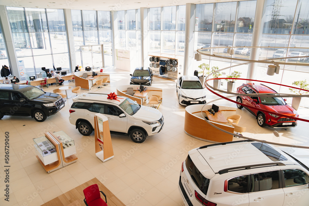 premises of the dealership of Toyota cars. buying and selling cars ...