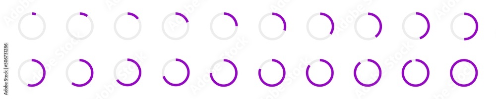 Round loading bar set. Progress, process, waiting, download, battery ...